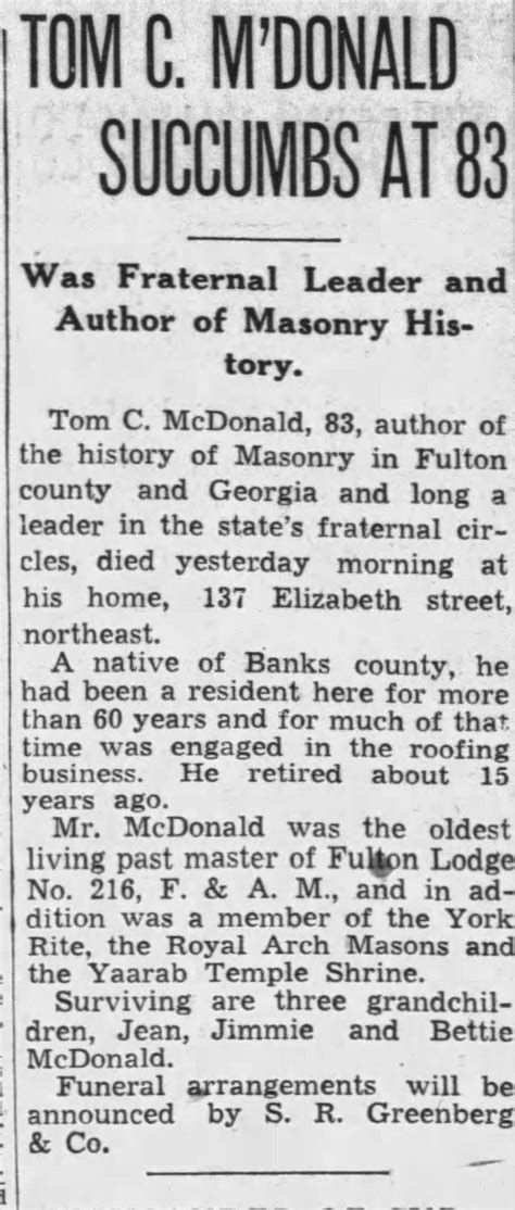 Thomas Cartledge Tom” Mcdonald 1856 1940 Find A Grave Memorial