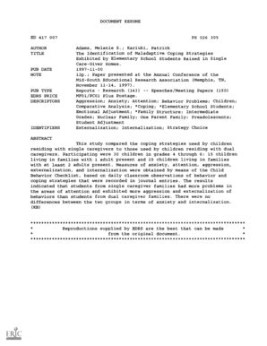 Fillable Online The Identification Of Maladaptive Coping Strategies Exhibited By Fax Email Print