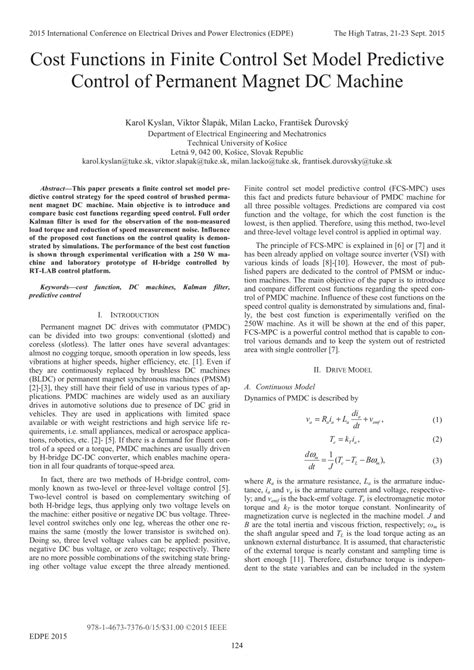 Pdf Cost Functions In Finite Control Set Model Predictive Control Of