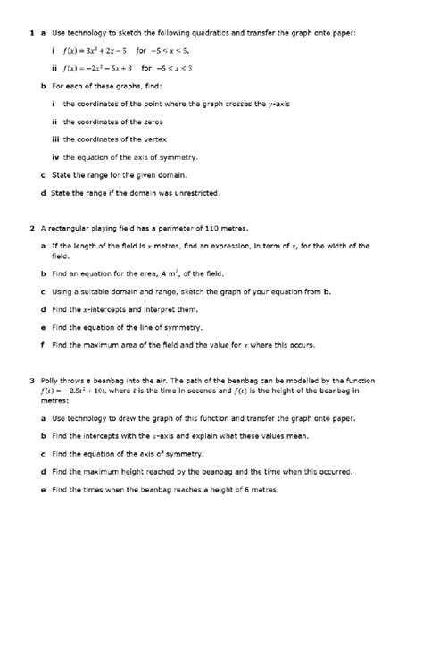 Applications Of Quadratic Function Matematika Studocu
