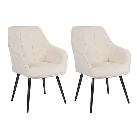 Simpa 2pc Cream Velvet Modern Contemporary Tub Accent Dining Chairs
