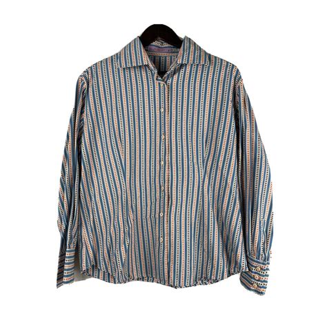 Scott James Kuhlman Kuhlman Made In Italy Dress Shirt Blue Orange