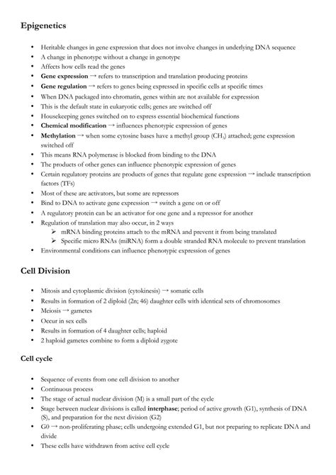 Notes On Cells And Mutations Biology Year 12 Wace Thinkswap