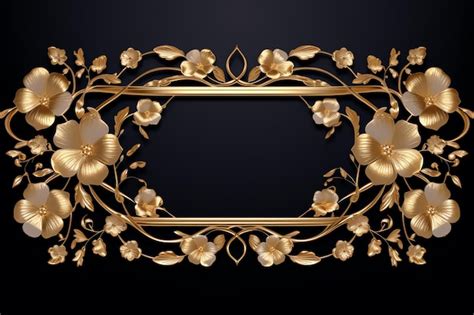 Un Marco Floral Dorado Con Flores Foto Premium