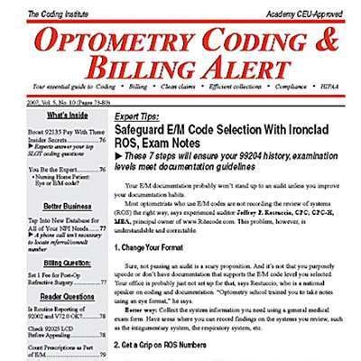 Optometry Coding Billing Alert Magazine Subscription Canada