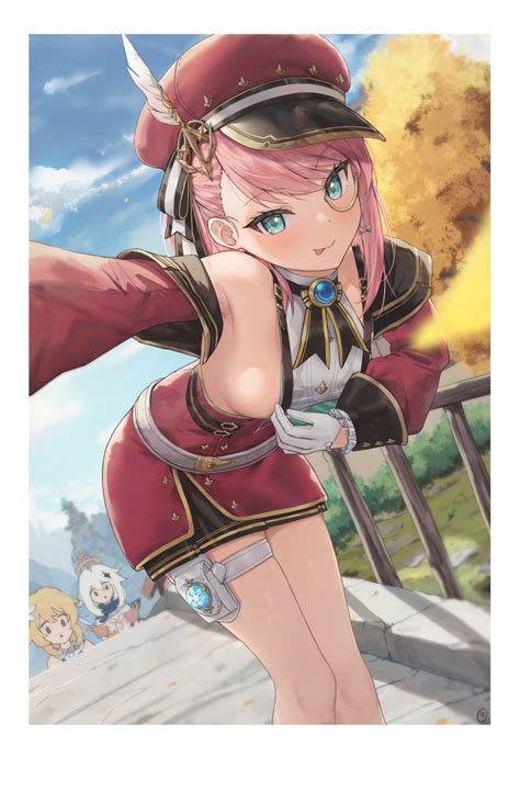 Lumine Paimon And Charlotte Genshin Impact Drawn By Envyvanity