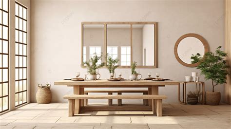 현대적인 농가의 3d 렌더링된 식당 내부 나무 의자 3d 테이블 테이블 장식 배경 일러스트 및 사진 무료 다운로드 Pngtree