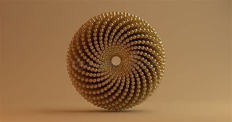 Abstract 3d Loop With Golden Spheres In A Pattern 3d Rendered Illustration Stock Illustration
