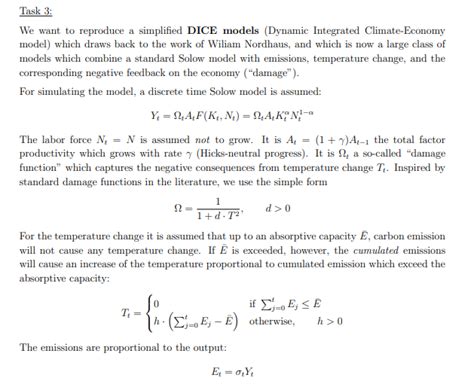 Solved Task 3 We Want To Reproduce A Simplified DICE Models Chegg Com