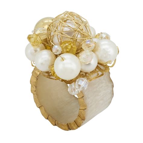Golden Glam Beaded Napkin Ring Set Of 4 Pier 1