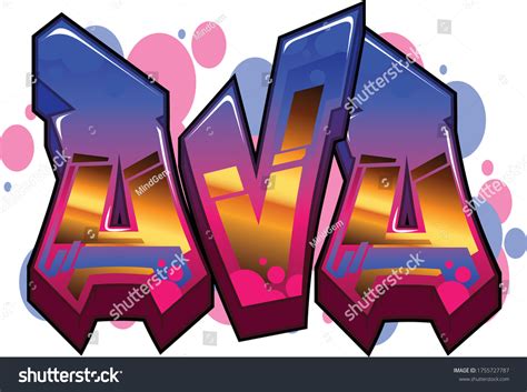 Ava Name Text Graffiti Word Design Stock Vector Royalty Free