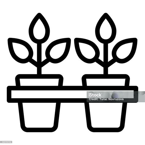 화분에 심은 식물 라인 아이콘입니다 흰색으로 분리된 식물 벡터 그림이 있는 화분 성장 개요 스타일 및 앱을 위해 설계되었습니다 Eps 10 0명에 대한 스톡 벡터 아트 및