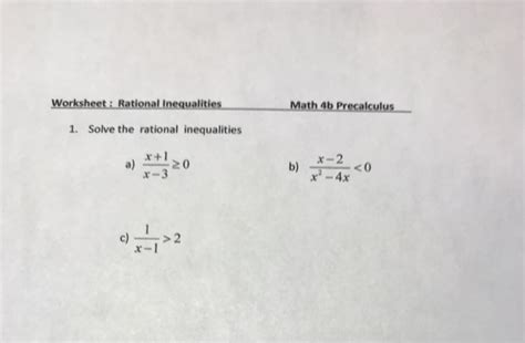 Rational Inequality Worksheet Q4 Worksheets Library