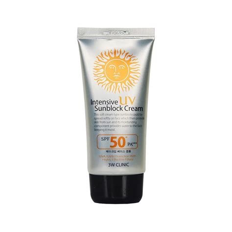 3w Clinic Intensive Uv Sunblock Cream Spf50 Pa 70ml Festiva