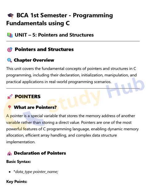 Pfc Unit 5 1 Pdf Pointer Computer Programming Variable