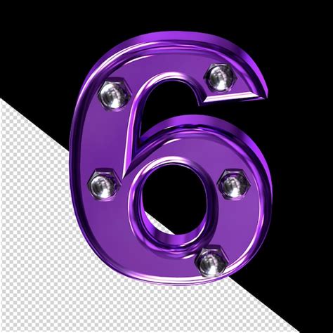 Premium Psd Purple Symbol With Bolts Letter 6