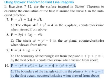 Solved Using Stokes Theorem To Find Line Integrals In Chegg