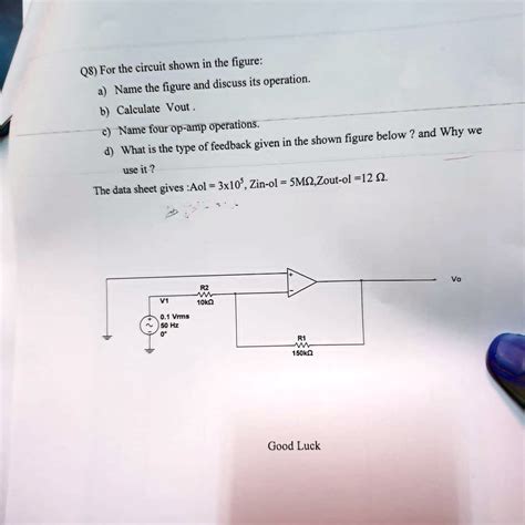 SOLVED Q8 For The Circuit Shown In The Figure A Name The Figure And