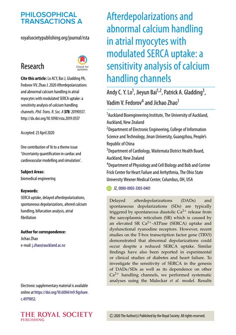 Pdf Afterdepolarizations And Abnormal Calcium Handling In Atrial Myocytes With Modulated Serca