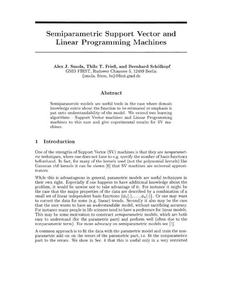 pdf semiparametric support vector and linear programming … the parametric model first and