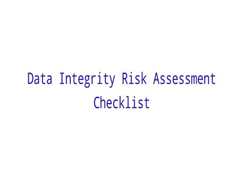 Data Integrity Risk Assessment Checklist
