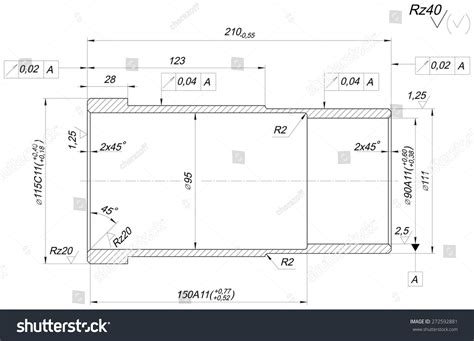 Sketch Bushing Engineering Drawing Lines Angle Stock Vector Royalty Free 272592881 Shutterstock