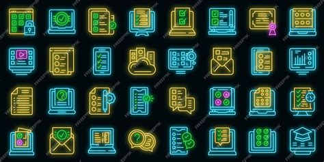 Premium Vector Online Exam Icons Set Outline Vector Study Class