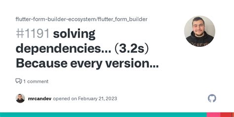 Solving Dependencies 32s Because Every Version Of Formbuilder