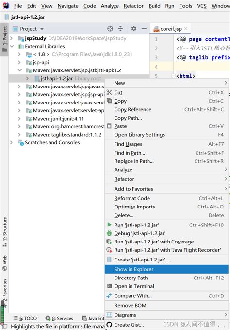 javaweb jsp中的jstl学习 引入标签库时tomcat服务器缺少jar包报错？解决方法：手动导入 jsp报错引用不到jar包 csdn博客