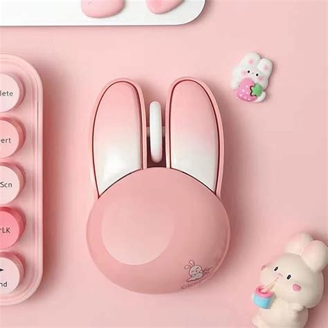 Lomiluskr Cute Bunny Wireless Mouse Lightweight Soundless Mouse G Wireless Mice Candy