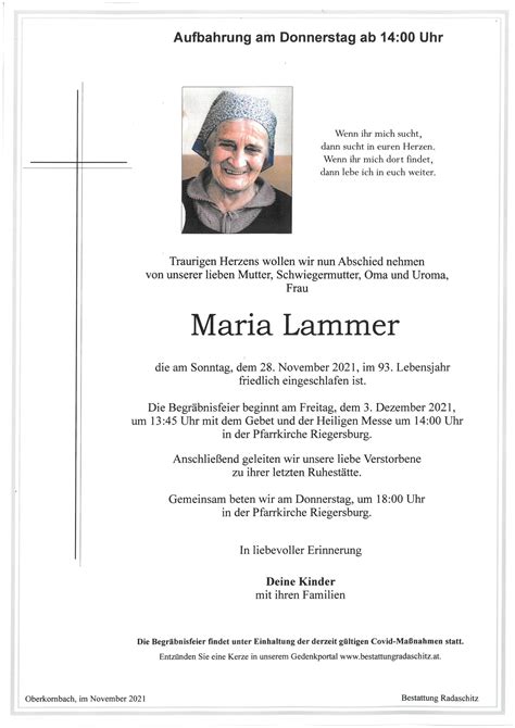 Maria Lammer Bestattung Radaschitz
