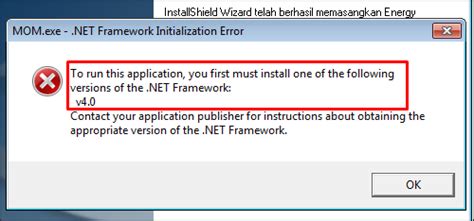 Cara Mengatasi Momexe Net Framework Initialization Error Pada