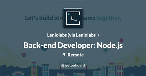 Back End Developer Node Js At Leniolabs Via Improving South America