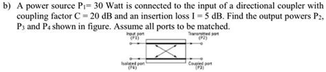B A Power Source P1 30 Watt Is Connected To The Input Of A Directional Coupler With Coupling
