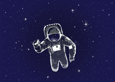 Astronaut Floating In The Stratosphere And Rocket Or Spaceship In Space