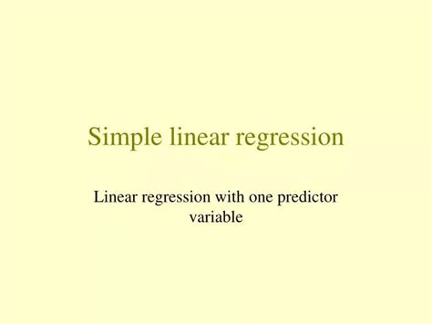 PPT Simple Linear Regression PowerPoint Presentation Free Download ID