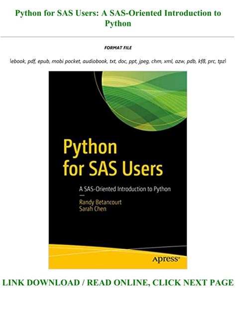 best [pdf] python for sas users a sas oriented introduction to python