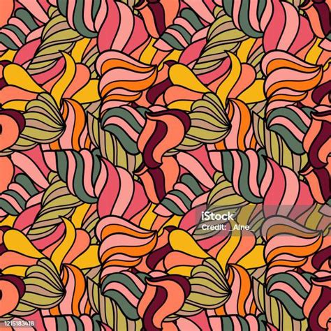 귀여운 선형 물결 모양의 낙서 원활한 패턴 손으로 그린 벗겨진 배경 무한 기하학적 래핑 페이퍼 직물 직물 벡터 그림입니다 그리기에 대한 스톡 벡터 아트 및 기타 이미지