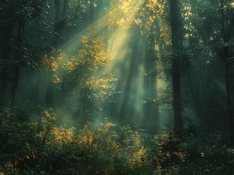 Premium Photo Sunlight Filtering Through Dense Forest Trees