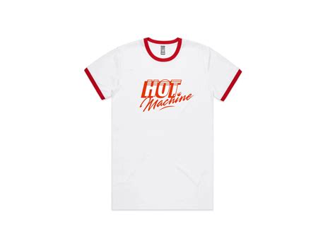 Hot Machine Womens Ringer Tee White And Red Hot Machine