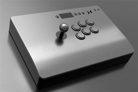 Vintage Arcade Stick With Joystick With Metallic Chrome Texture On Dark