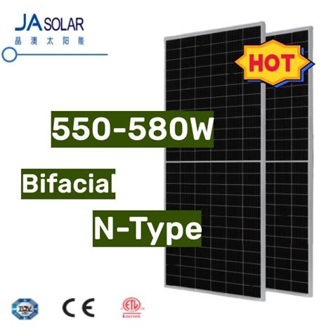 Ja Solar Panel 580w N Type Bifacial Double Glass High Efficiency Mono