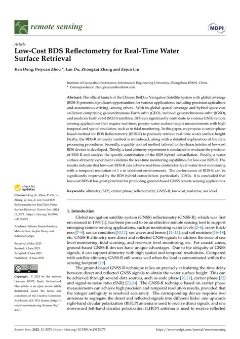 Pdf Low Cost Bds Reflectometry For Real Time Water Surface Retrieval