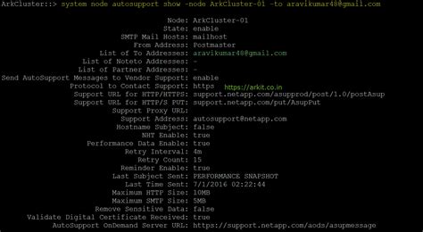 autosupport manual configuration netapp cluster mode