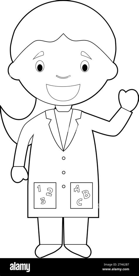 Illustration Vectorielle De Dessin Anim Facile Colorier D Une Enseignante Image Vectorielle