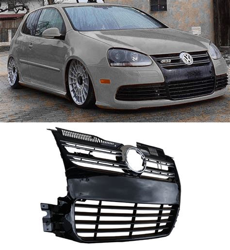 Front Grille Gloss Black For Vw Golf Mk5 R32 2005 2009 Fastlane Styling