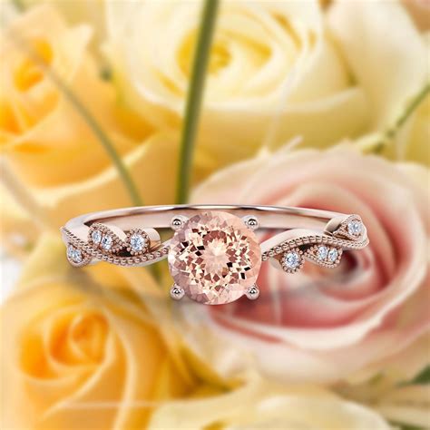 Dazzling Boho And Hippie 125 Carat Round Cut Morganite And Diamond