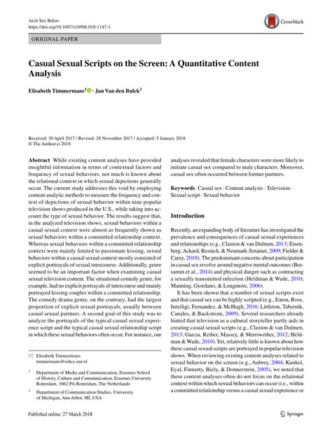 PDF Casual Sexual Scripts On The Screen A Quantitative Content Analysis