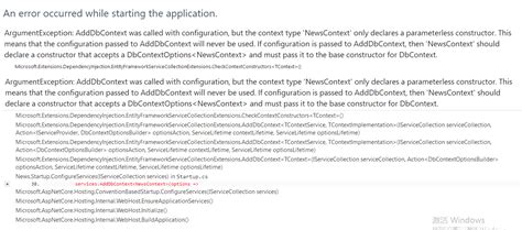 AddDbContext Was Called With Configuration But The Context Type NewsContext Only Declares A