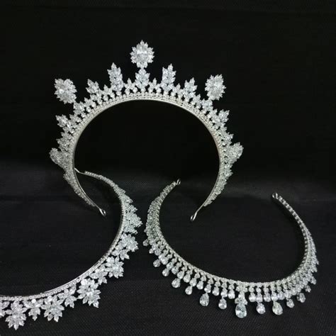 Jual Crown Zircon Panjang Sampai Telinga Headpiece Pengantin Mahkota Wedding Bridal Fashion